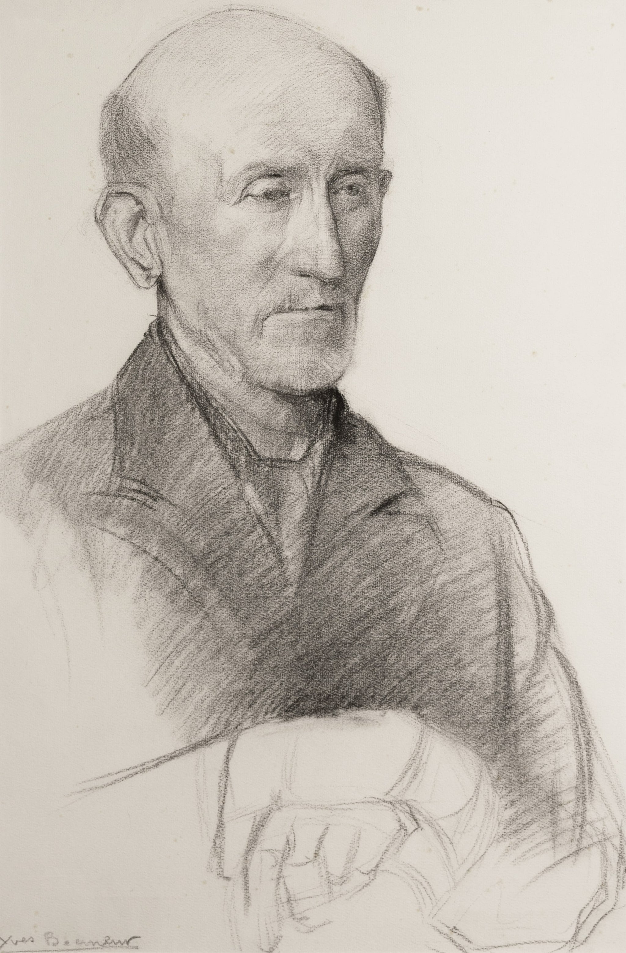 Early 1900's Signed Antique French Portrait Drawing of Elderly Gentlem ...